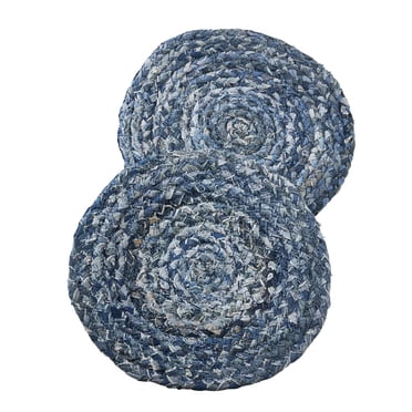 CC Home Furnishings Set of 6 Nautical Blue Round Doubleframe Placemats ...