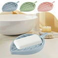 3 Pack Leaf-Shaped Soap Dish Set, 2-Tier Soap Holder Drain Rack, Leaf ...