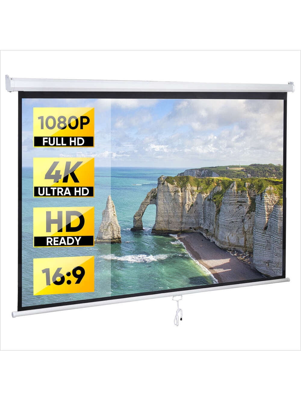 Portable 80"Diagonal Projection Screen Manual Pull Down Projector ...