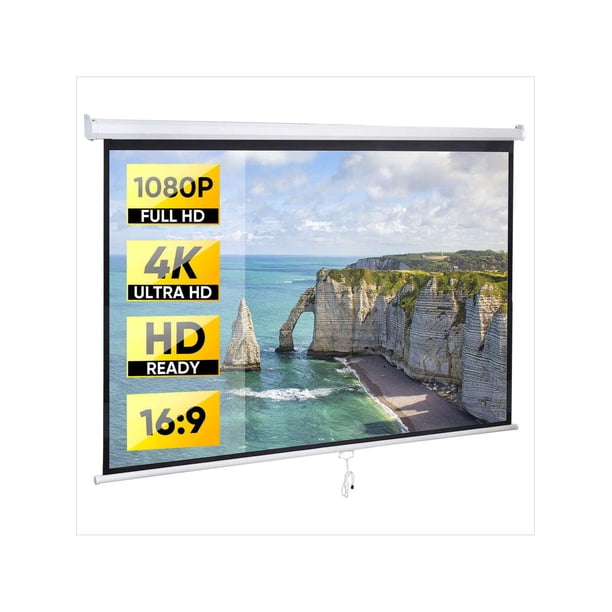 Portable 80"Diagonal Projection Screen Manual Pull Down Projector ...