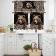 Bear Kitchen Curtains Valance and Tier Set Country Rustic Natural ...