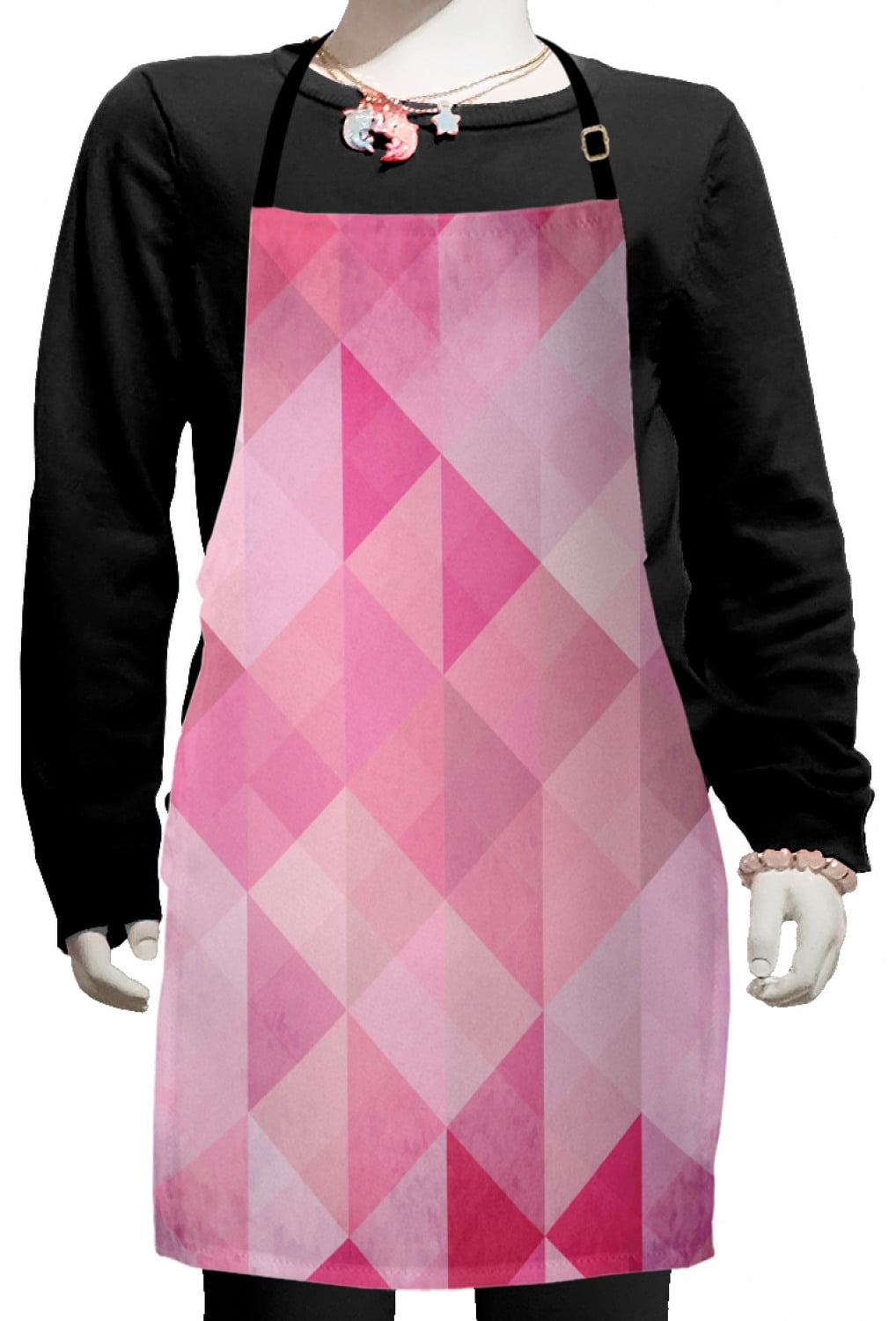 Pink Kids Apron, Abstract Vintage Triangles Mosaic Grid Style Graphic ...