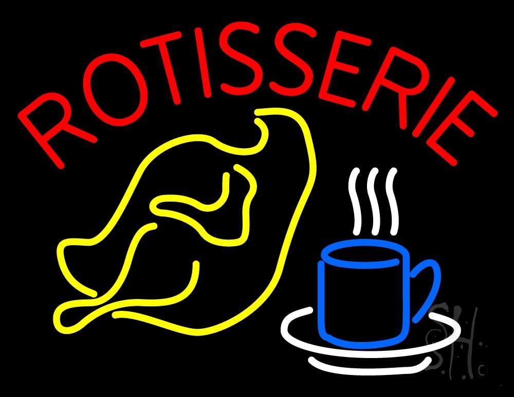 Red Rotisserie Chick Logo LED Neon Sign 15 x 19 - inches, Clear Edge ...