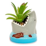 JAWS Shark Small 4-Inch Ceramic Mini Planter With Artificial Plant ...