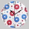 10" Quartz Indoor Wall Clock Silent Mechanism - Fun Red Blue Donut ...