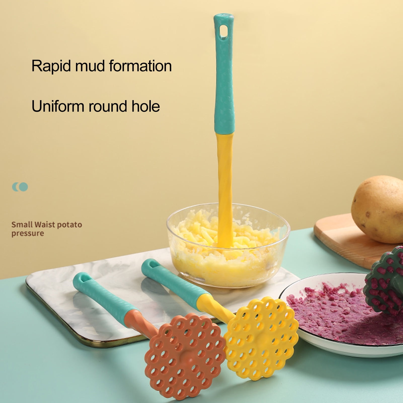 Reheyre Food Grade Potato Masher - Dense Holes, Ergonomic Long Handle ...