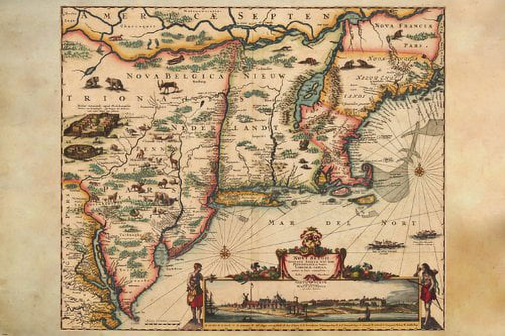 1655 Map Of New England St. Lawrence River To The North Poster Detail ...