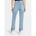 Time and Tru Women's High Rise Straight Leg Cuffed Jeans, 26.5" Inseam ...