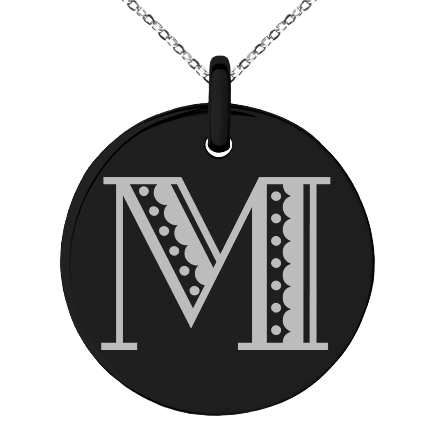 Stainless Steel Letter M Initial Metro Retro Monogram Engraved Small ...
