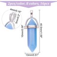 16Pcs 8 Colors Luminous Stone Pendants with Platinum Tone Iron Findings ...