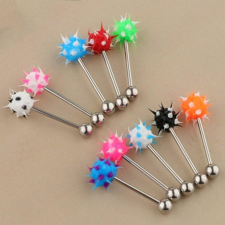 10 Pieces Colorful Stainless Steel Ball Barbell Lip s Bars Piercings ...