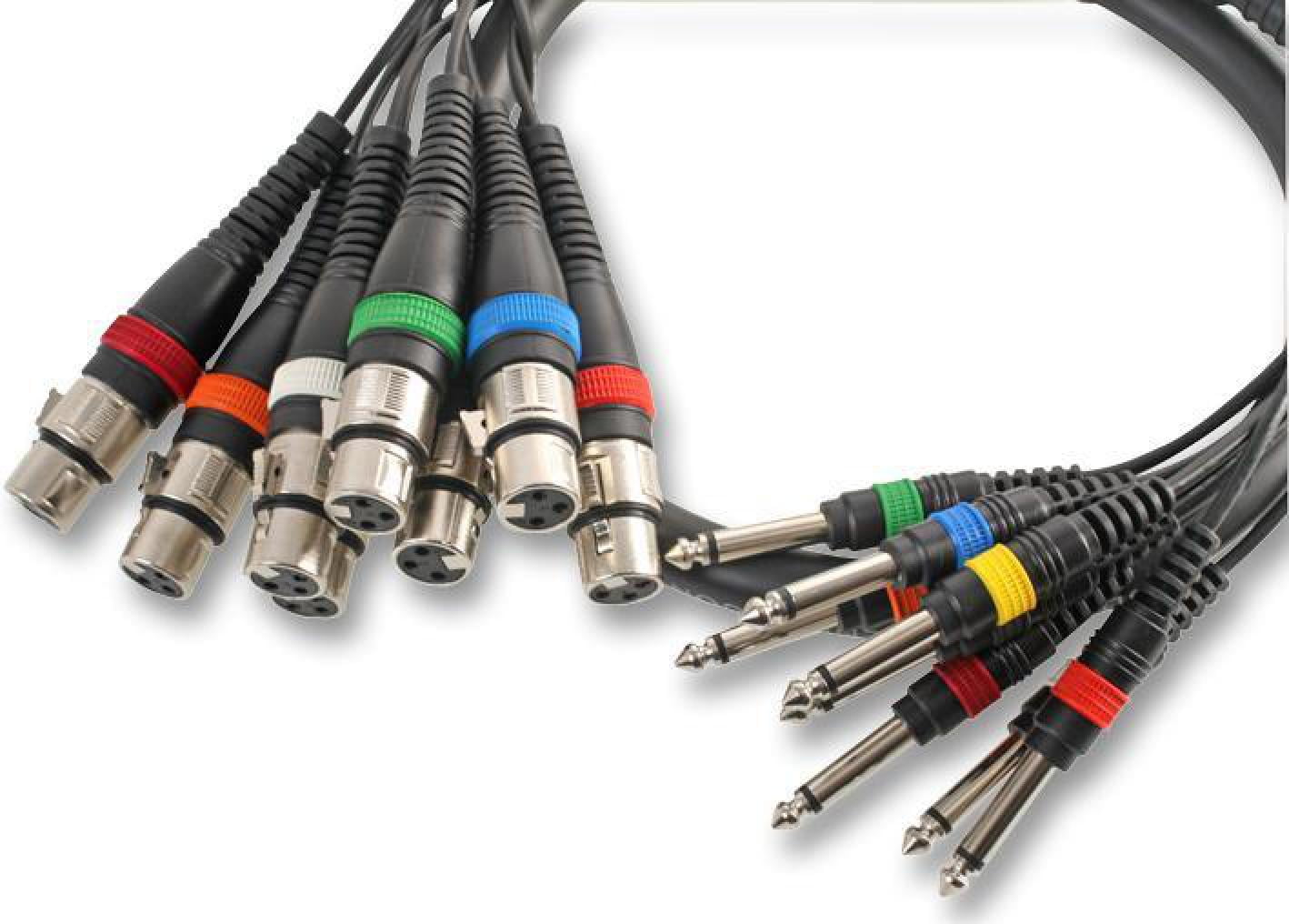 PULSE - 8 Way XLR Sockets to 6.35mm (1/4") Mono Jack Plugs Loom, 2.5m ...
