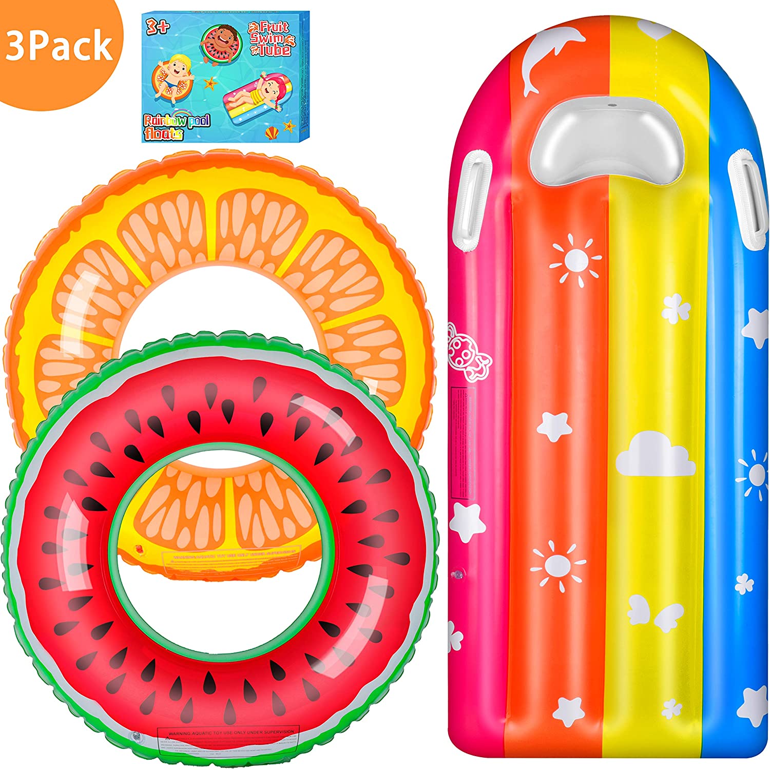 Pool Floats Inflatable Swim Tube Raft Rings For Kids 3Pcs - Walmart.com