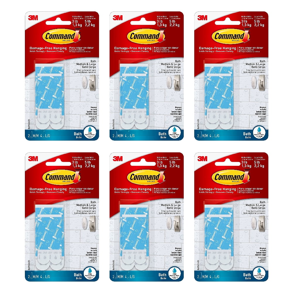 Command Bath Assorted Water Resistant Refill Strips Medium Large ...