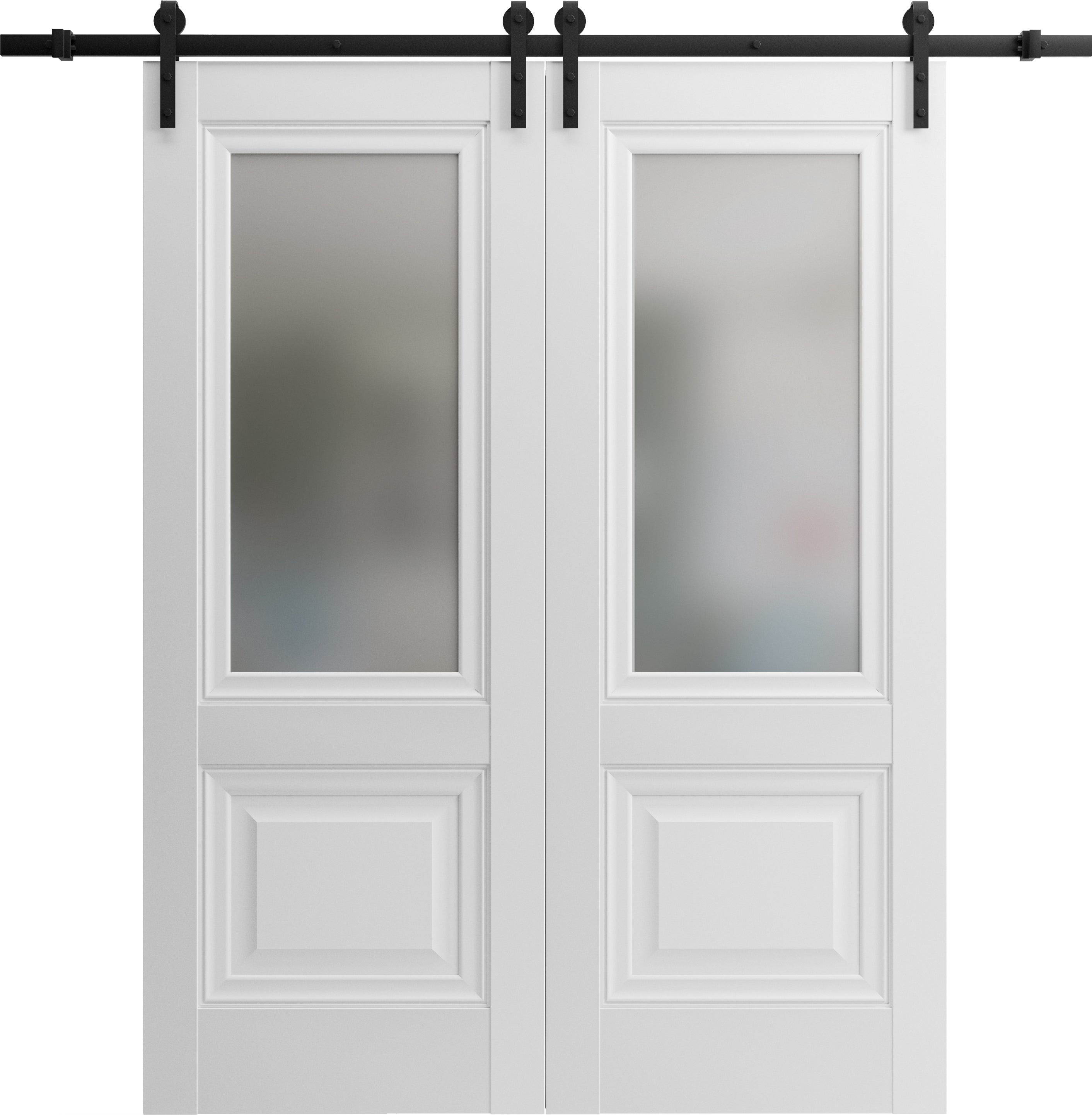 Sturdy Double Barn Door 84 x 84 inches with | Lucia 8822 White Silk ...