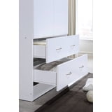 Hodedah Two Door Wardrobe with Two Drawers and Hanging Rod, White ...