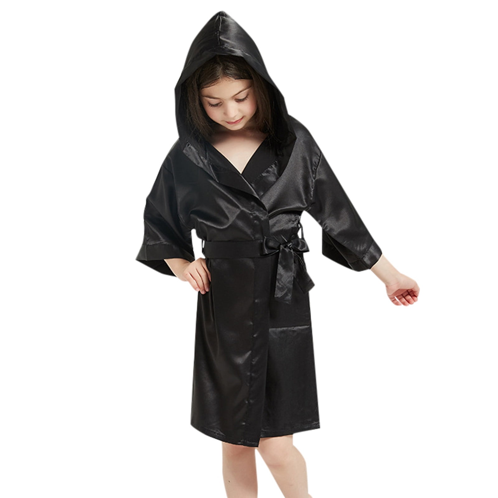 Click here for Tzewgl Silk Satin Hooded Bathrobe Robes Nightgown... prices