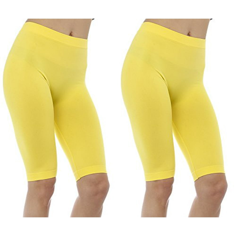 Gilbin's - 2 Pack Women's Seamless Stretch Yoga Exercise Shorts Yellow ...