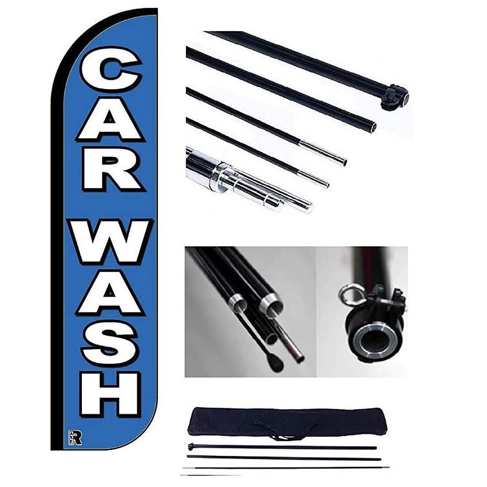 Car Wash Business Windless Feather Flutter Flag 10 x 2.5 Foot Flag and ...