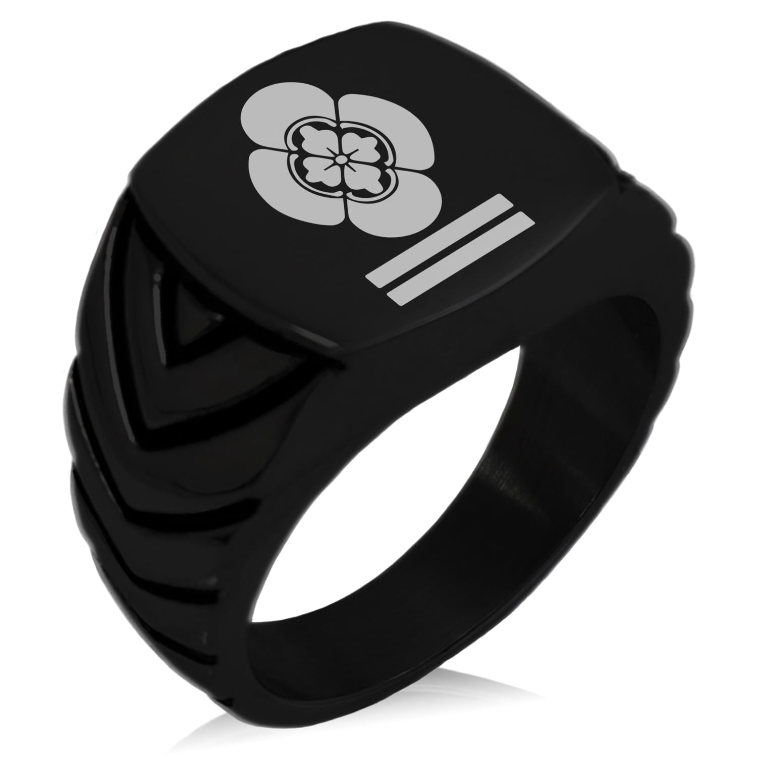 Stainless Steel Mikumo Samurai Crest Chevron Pattern Biker Style ...