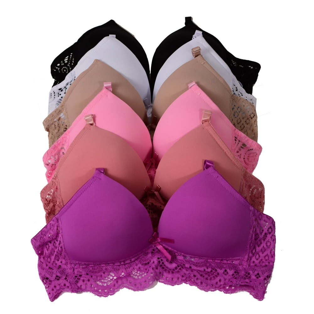 Pink Women Bras 6 Pack Of No Wire Free Bra B Cup C Cup Size 40c