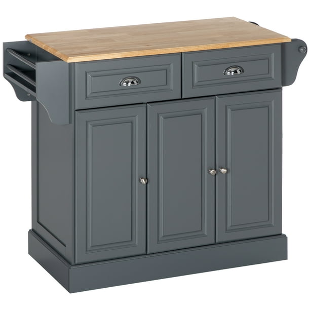 HOMCOM Kitchen Island on Wheels Kitchen Storage Cabinet Utility Cart ...