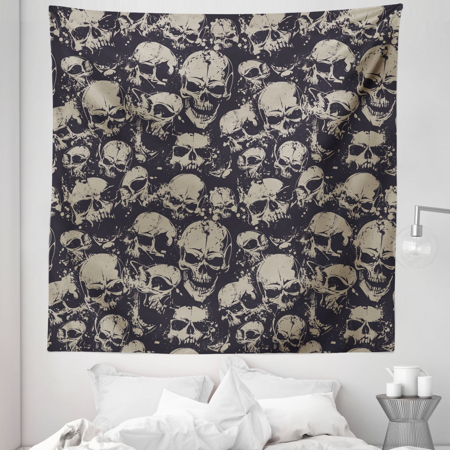 Skull Tapestry, Grunge Scary Skulls Sketchy Graveyard Death Evil Face ...