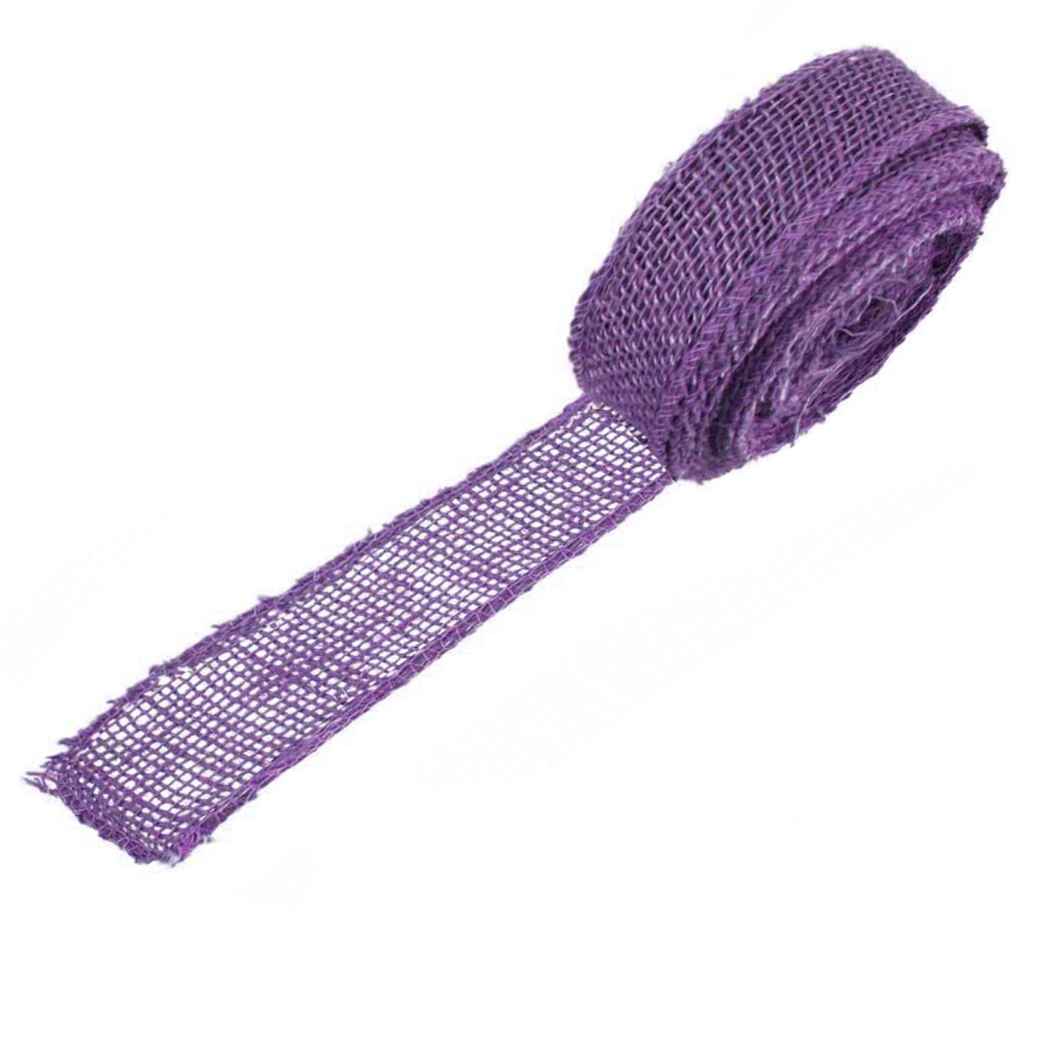 BambooMN 1.5" Wide 10 Yard Purple Burlap Fabric Craft Ribbon Roll for ...