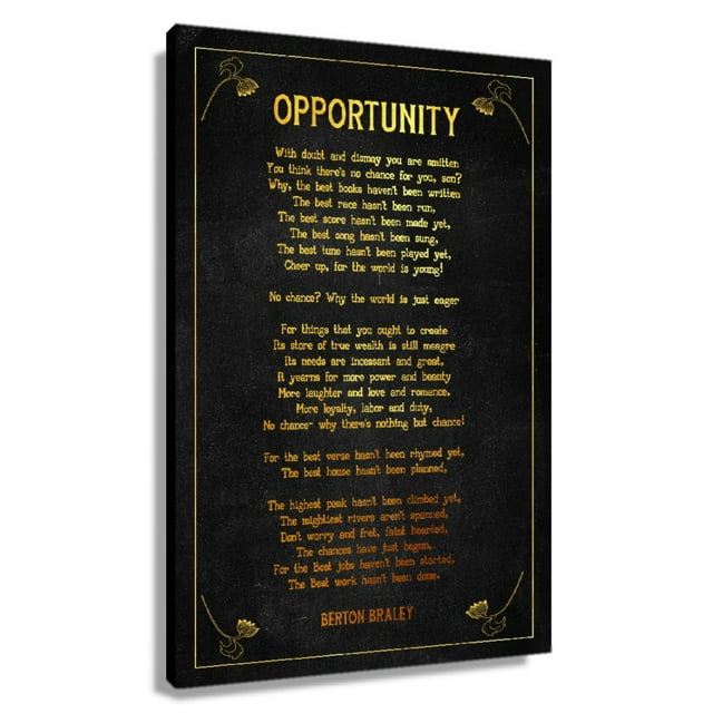 Opportunity Poem Wall Decor Berton Braley Quote Wall Art Poetry Poster ...