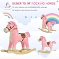Qaba Rocking Horse Plush Animal on Wooden Rockers with Sounds, Pink ...