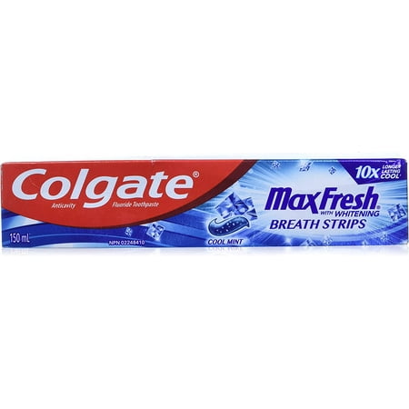 Colgate MaxFresh Toothpaste with Breath Strips, Cool Mint, 150 ...