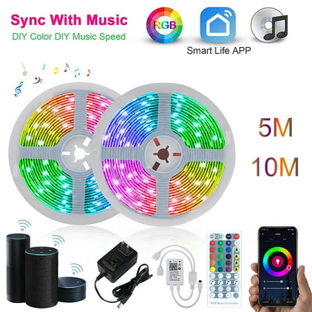 Opolski 5/10m LED Strip Light Cuttable 5050RGB Color Changing TV ...