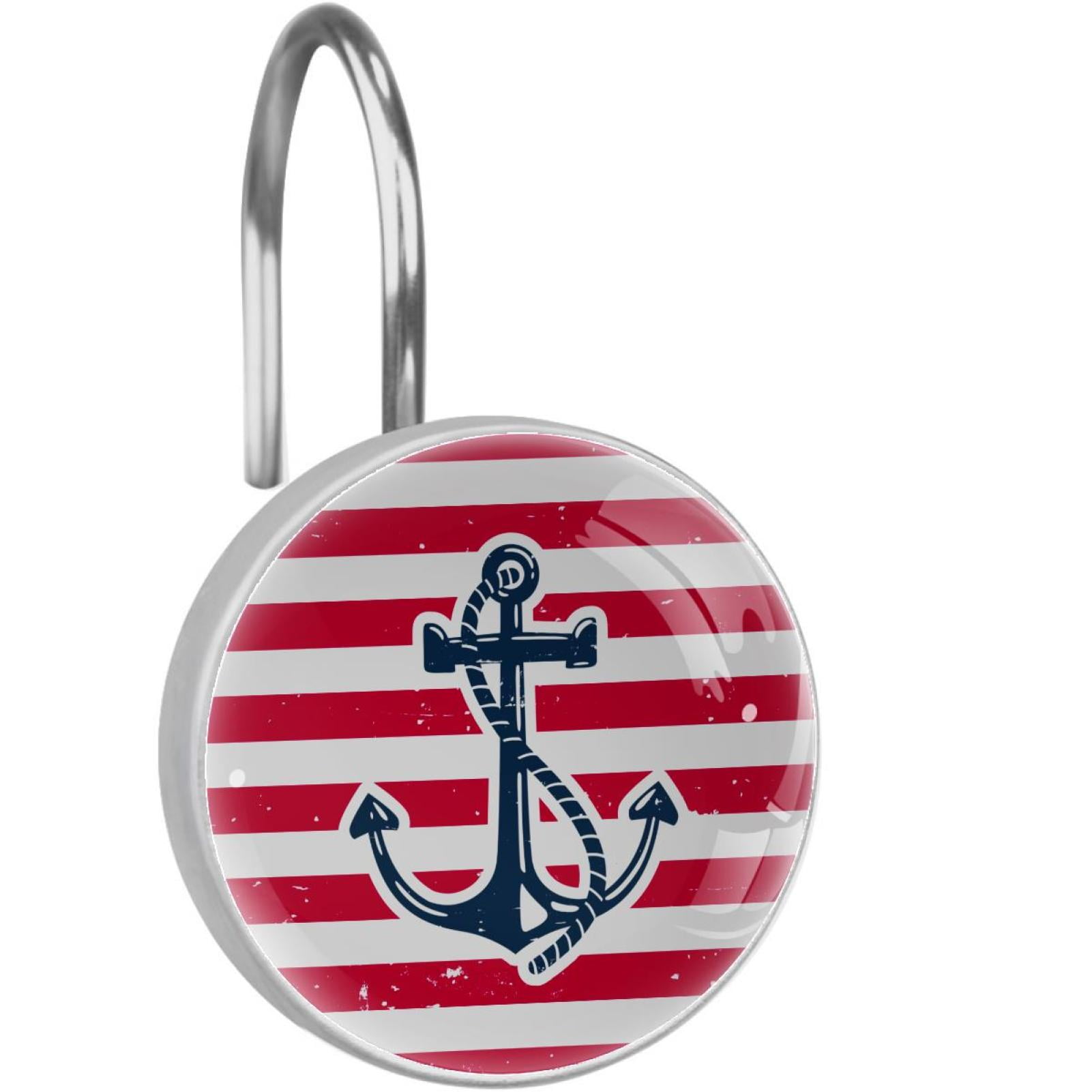 Anchor Shower Curtain Hooks（Set of 12）for Home Hotel Shower Rods ...
