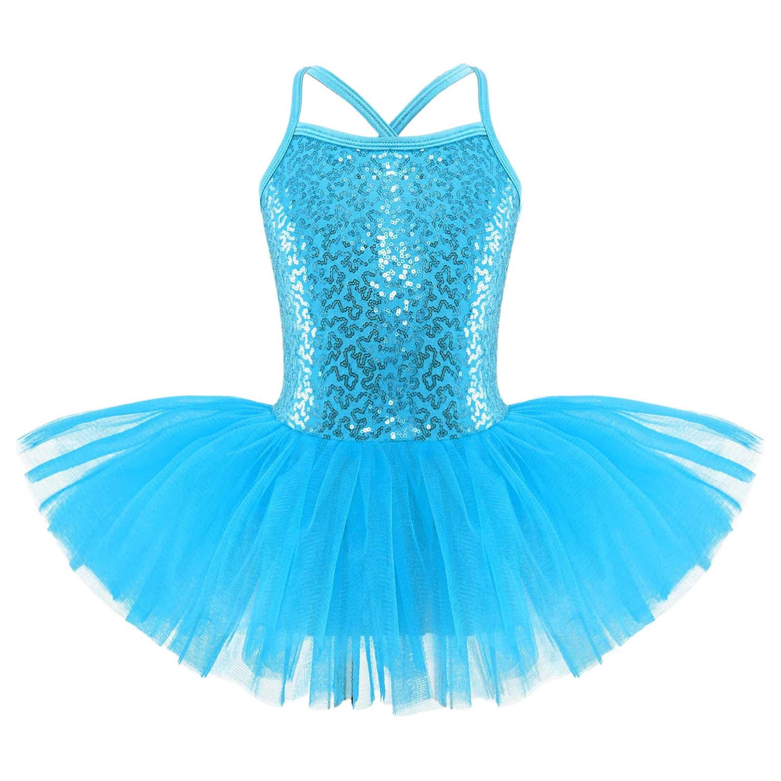 YONGHS Girls Kids Sequined Ballet Tutu Dress Gymnastic Sleeveless ...
