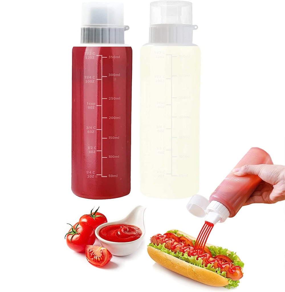 NOGIS 12 oz Condiment Squeeze Bottles - Refillable, Five-hole Design ...