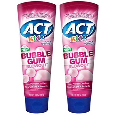 ACT Kids Anticavity Fluoride Toothpaste, Bubble Gum Blowout, 4.6 oz ...