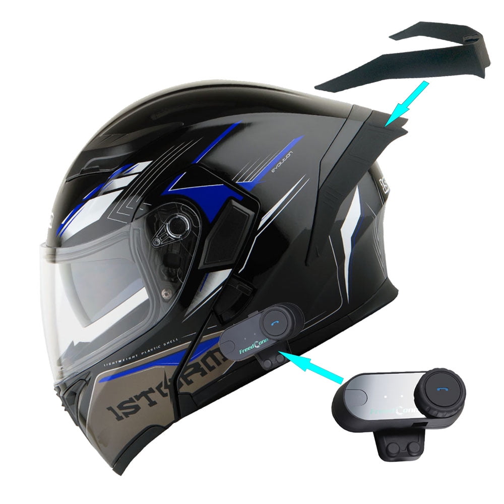 1Storm Motorcycle Modular Full Face Flip up Dual Visor Helmet + Spoiler ...