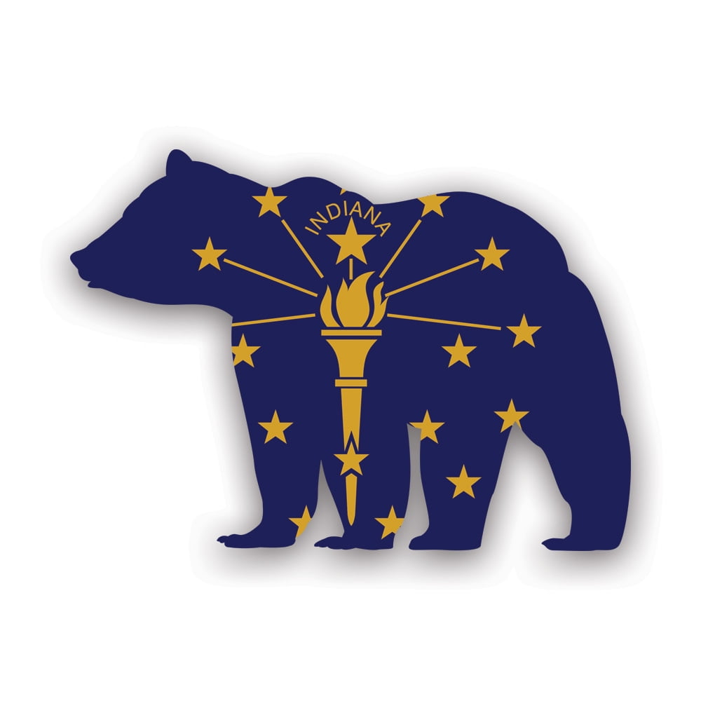 Indiana Bear Flag Sticker Decal - Self Adhesive Vinyl - Weatherproof ...