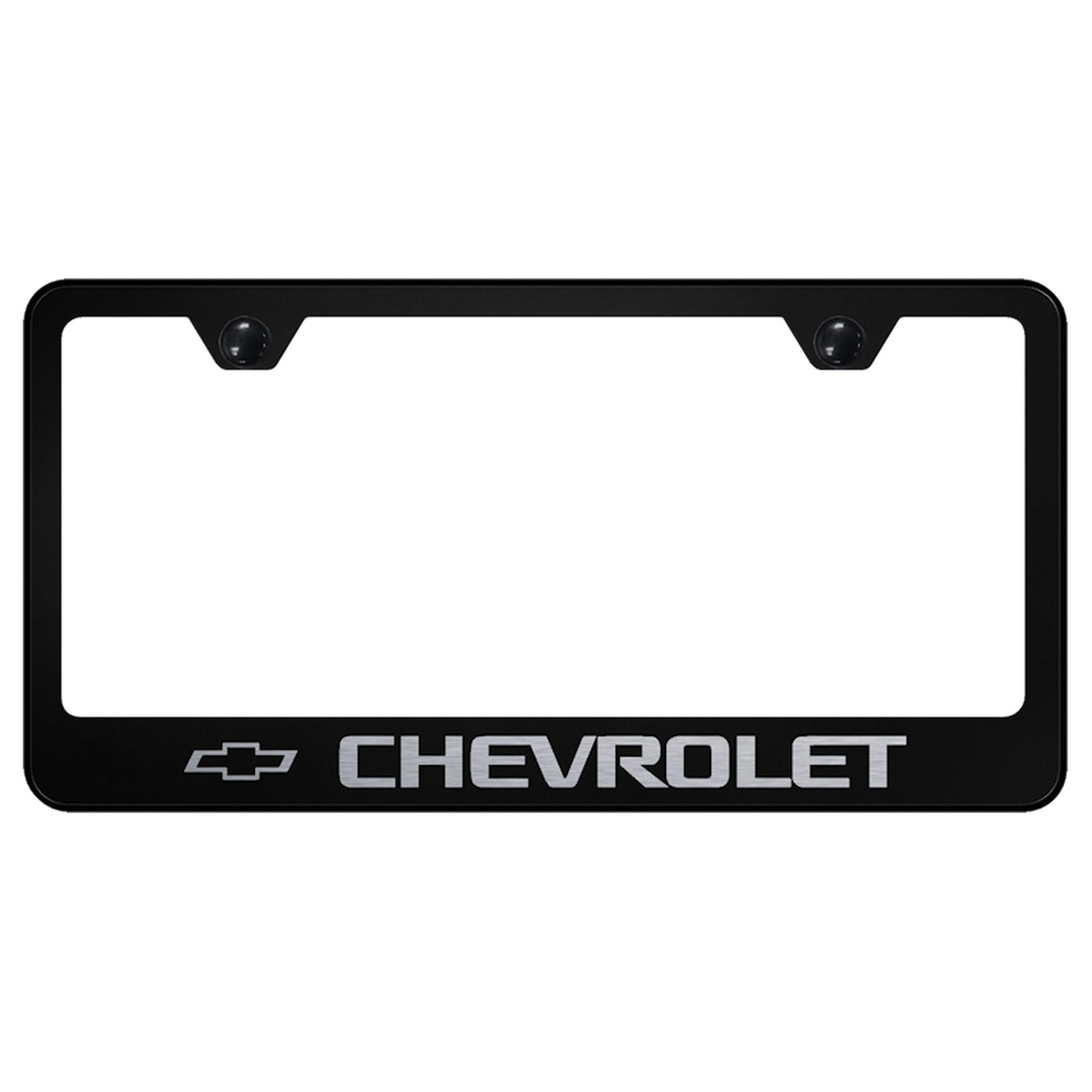 Chevy Laser Etched Logo Stainless Steel License Plate Frame (Black ...