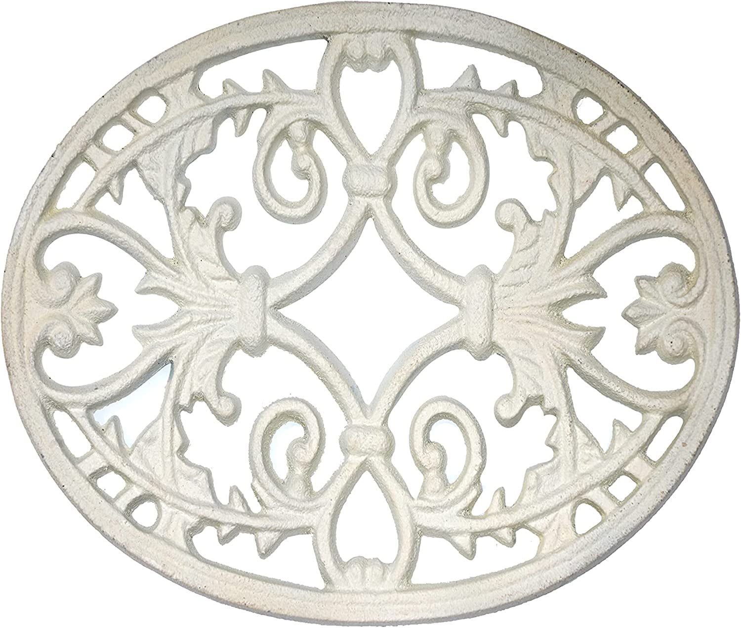 DECONOOR White Cast Iron Vintage Oval Trivet for Kitchen Top or Dining ...
