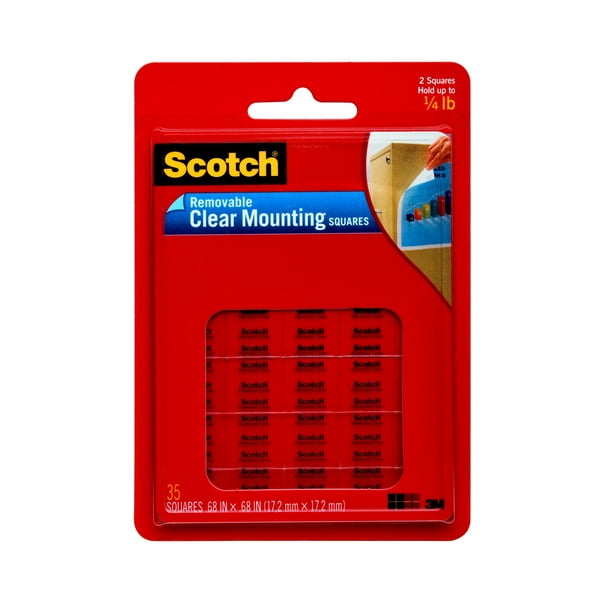 Scotch Removable Clear Mounting Squares, .68" x .68" Squares, 35 Total ...