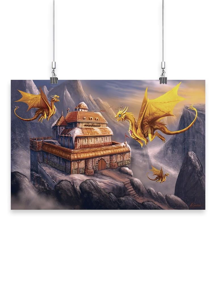 Dragons Near A Building Poster - Anthony Chirstou Designs, - Walmart.com