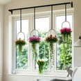 Metal Adjustable Hanging Flower Pot Set with 4 Plastic Pots, Indoor ...