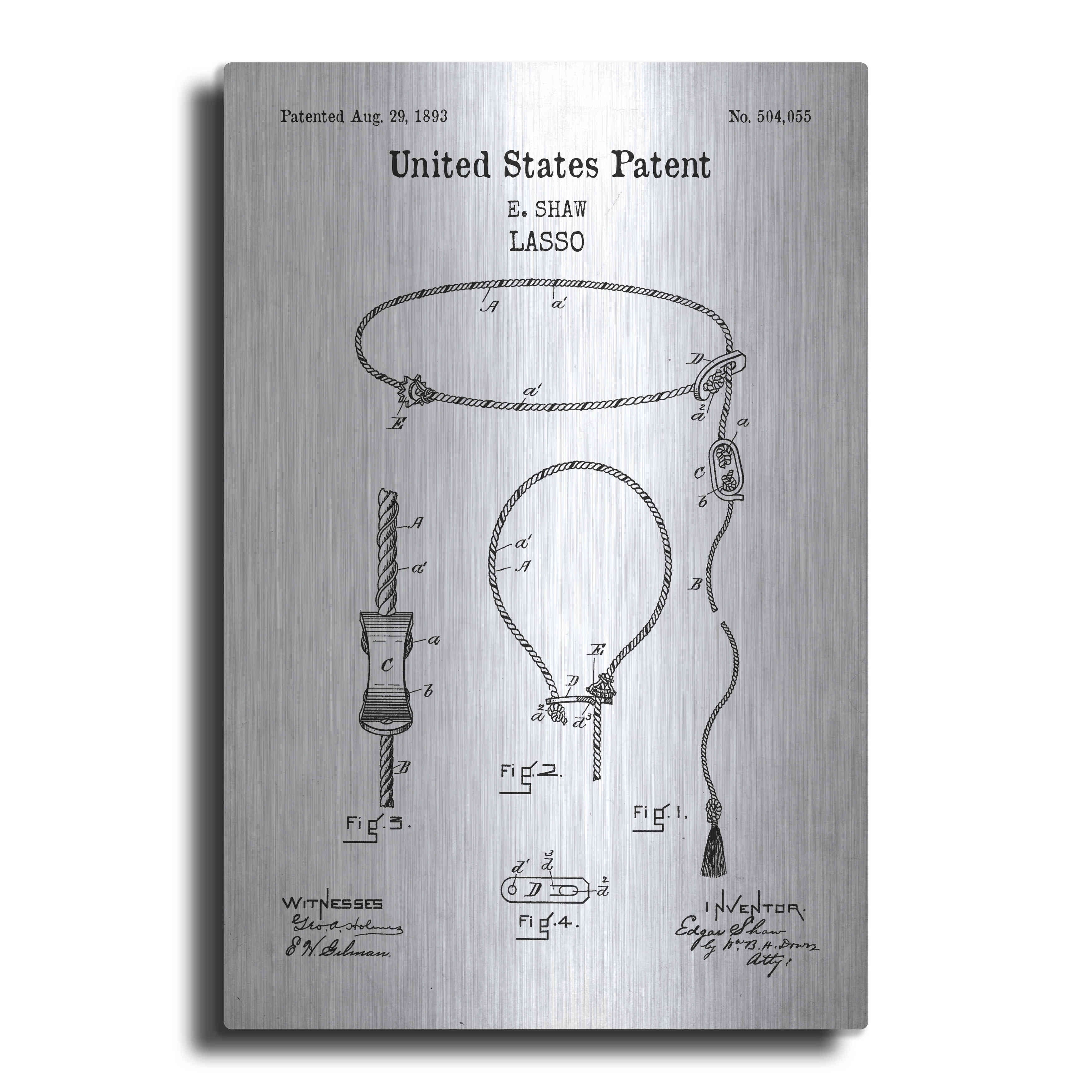 Luxe Metal Art 'Lasso Blueprint Patent White' Acrylic Glass Wall Art ...