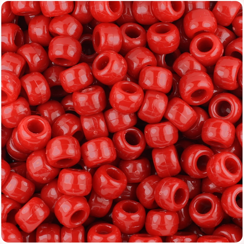 BeadTin Red Opaque 9mm Barrel Pony Beads (500pc) - Walmart.com ...