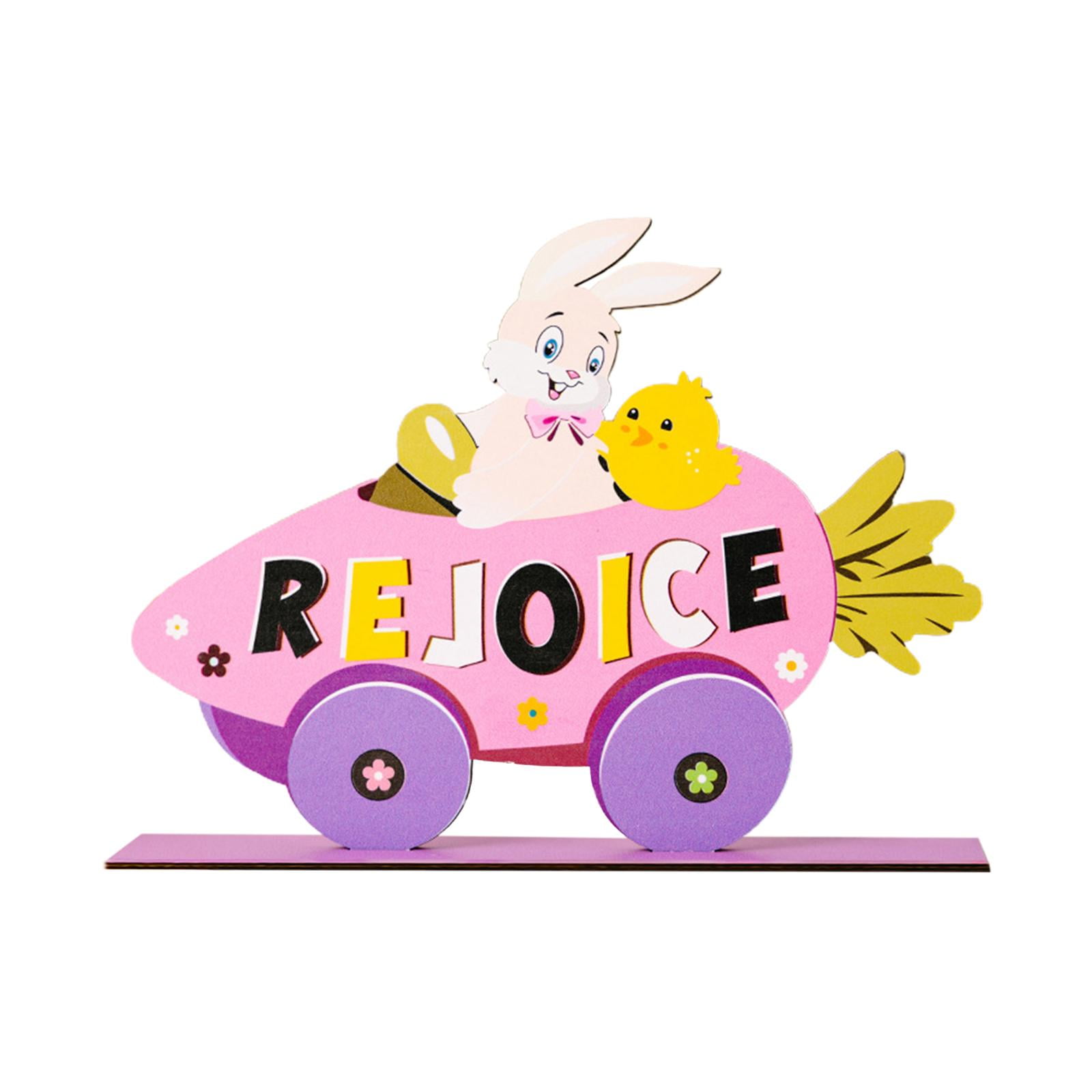 Rabbit Happy Easter Ornament Colorful Alphabet Gift Craft Figurine ...