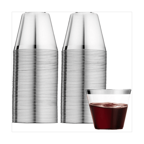 Silver Rimmed Plastic Cups Plastic Tumblers Reusable Drink Cups Party ...