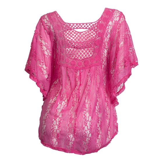 Evogues Apparel Evogues Plus Size Sheer Crochet Lace Poncho Top