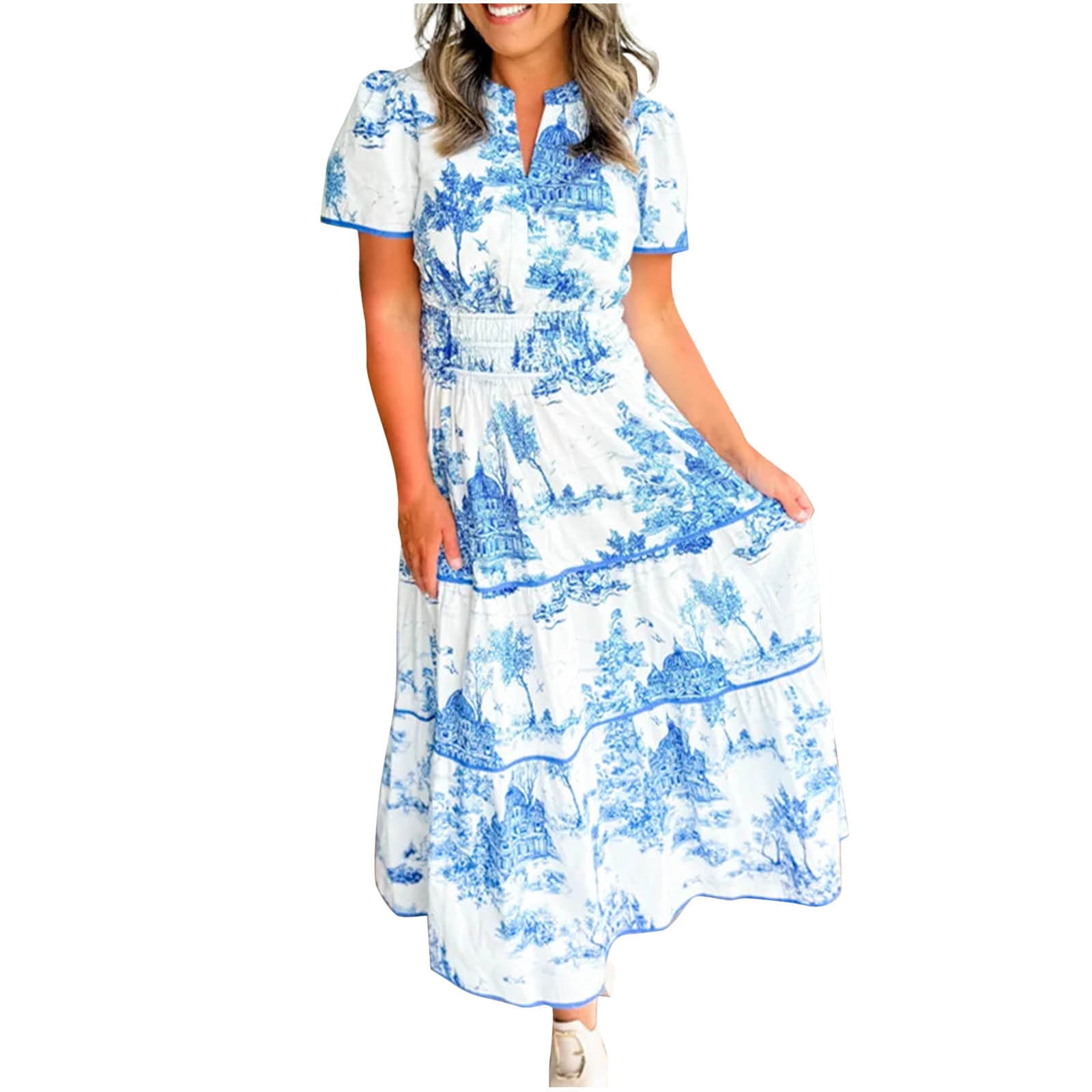 Click here for Limited Time Deal Iumwxz V-Neck Puff Sleeve Dresse... prices