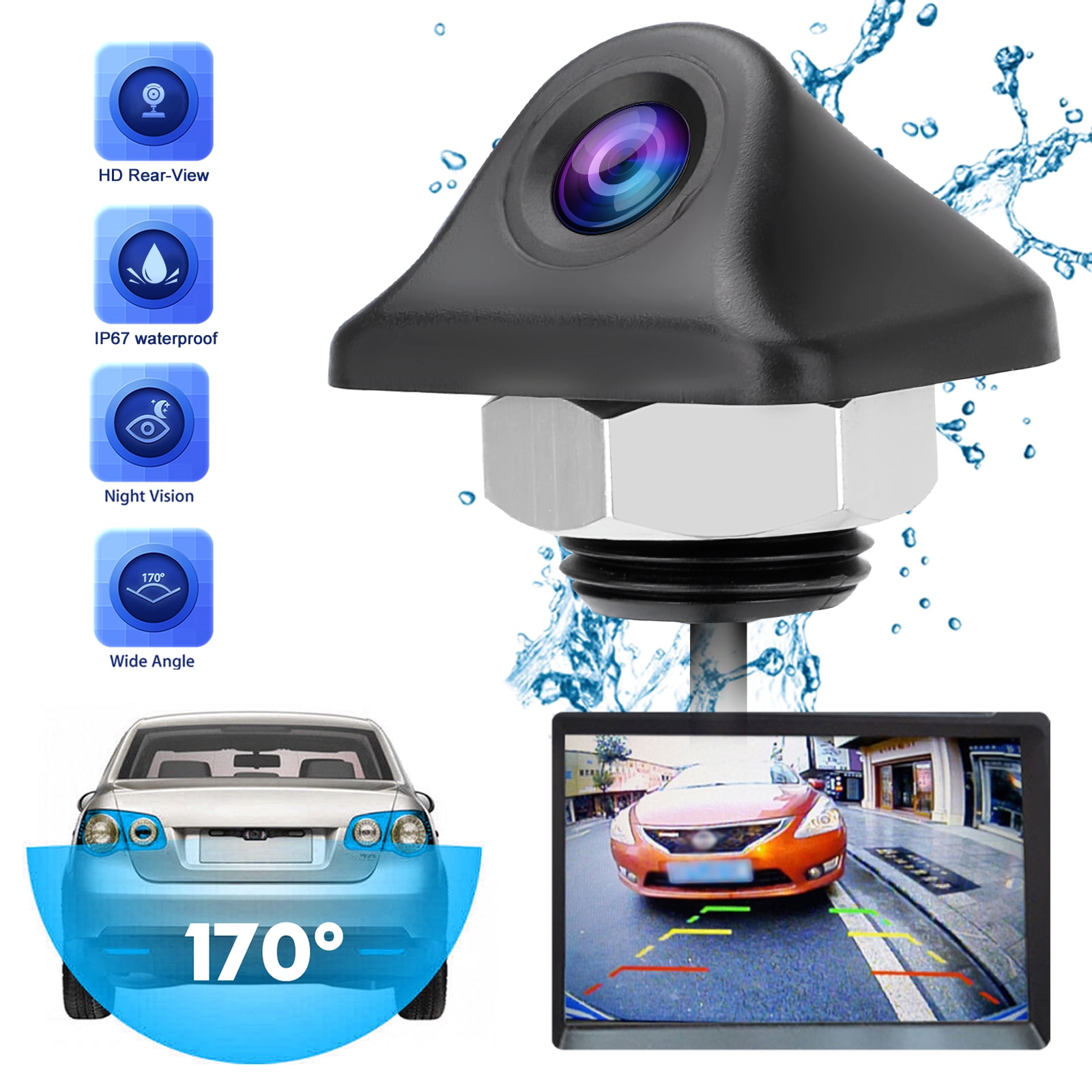 TSV HD Reversing Camera, TSV 170 Degrees Wide Angle Vehicle Rear View ...